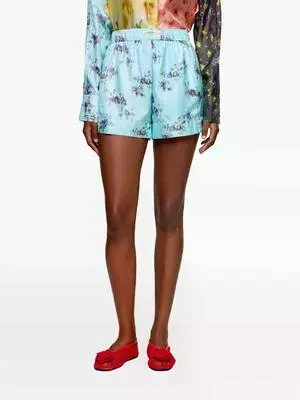 GANNI Floral-print Shorts - Blue
