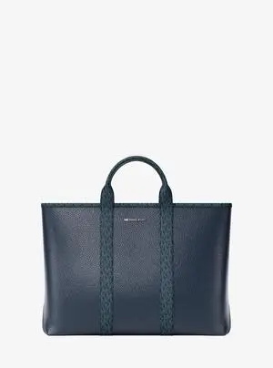 Michael Kors Cooper Medium Pebbled Leather Tote Bag - Blue