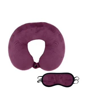 PURSONIC Memory Foam Travel Pillow With Sleep Mask - Purple