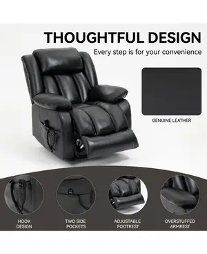 MAISON BOUCLE Genuine Leather Power Lift Recliner For Seniors