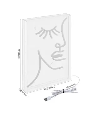 JONATHAN Y Half Face Contemporary Glam Acrylic Box Usb Operated Led Neon Light