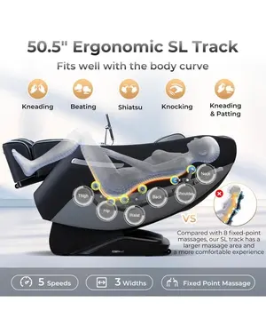 COSTWAY Zero Gravity Sl Track Full Body Massage Chair With Waist Heating & Airbag Massage