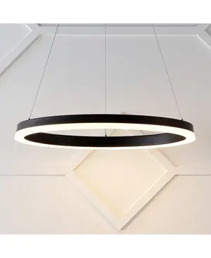 JONATHAN Y Baxter 23.5" 1-light Modern Contemporary Aluminum Integrated Led Hoop Pendant