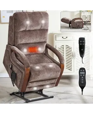 STREAMDALE FURNITURE Power Lift Recliner Chair With Heat & Massage - Brown