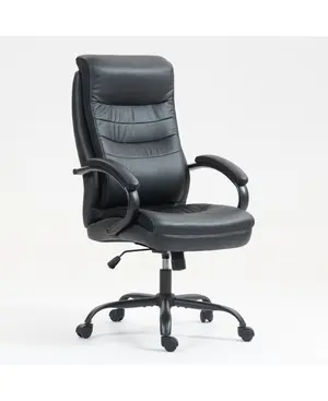 STREAMDALE FURNITURE Ergonomic Pu Leather Office Chair With Lumbar Support - Black