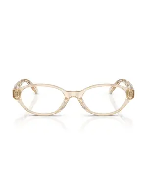 Tory Burch Oval Eyeglasses With Chevron Temples - Transparent Beige