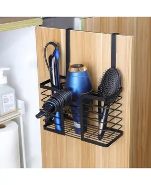 YIGII 3-in-1 Hair Dryer Holder Adjustable Wall/cabinet Organizer For Blow Dryer - Black-a