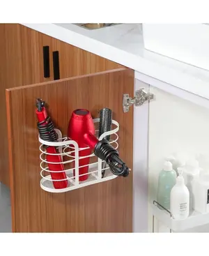 YIGII Hair Dryer Holder Adhesive Blow Dryer Holder/hair Tool Organizer Bathroom Organizer Stick On Wall Mounted Multi-functional Hair Dryer Rack