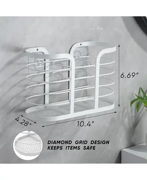 YIGII Hair Dryer Holder Adhesive Blow Dryer Holder/hair Tool Organizer Bathroom Organizer Stick On Wall Mounted Multi-functional Hair Dryer Rack
