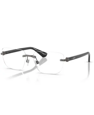 Burberry Rimless Rectangle Eyeglasses With Tortoiseshell Accents - Matte Gray