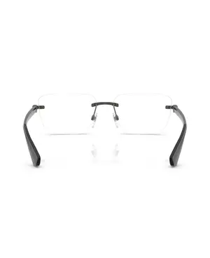 Burberry Rimless Rectangle Eyeglasses With Tortoiseshell Accents - Matte Gray