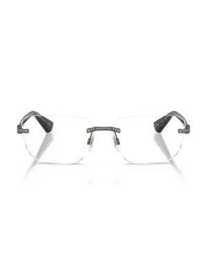 Burberry Rimless Rectangle Eyeglasses With Tortoiseshell Accents - Matte Gray