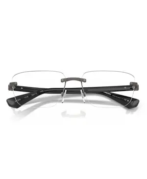 Burberry Rimless Rectangle Eyeglasses With Tortoiseshell Accents - Matte Gray