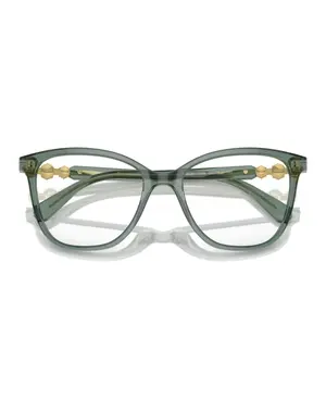 SWAROVSKI Square Acetate Eyeglasses With Strass Detailing - Transparent Green