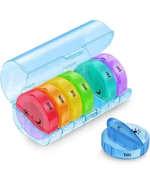 SUKUOS Weekly Pill Organizer Day 2 Times A Day - Blue