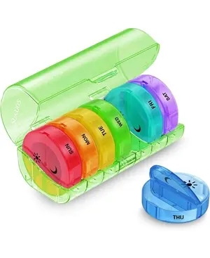 SUKUOS Weekly Pill Organizer Day 2 Times A Day - Green
