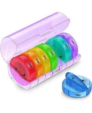 SUKUOS Weekly Pill Organizer Day 2 Times A Day - Purple