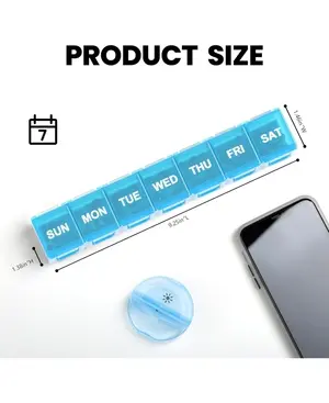 SUKUOS Extra Large Day Pill Organizer Easy To Open - Blue