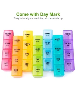 SUKUOS Large Weekly Pill Organizer 7 Day - Black
