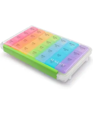 SUKUOS Large Weekly Pill Organizer 7 Day - Rainbow