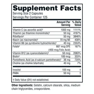 TWINLAB Stress B-complex Caps Energy Support Supplement With Vitamin B12 And B6-250 Capsules