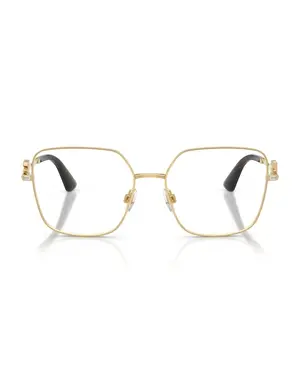 Dolce & Gabbana Square Eyeglasses With Crystal Embellishments - Gold