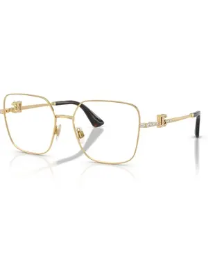 Dolce & Gabbana Square Eyeglasses With Crystal Embellishments - Gold