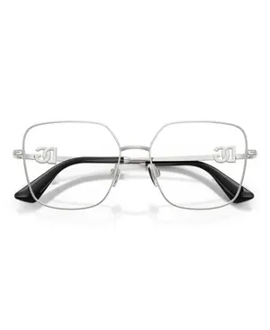 Dolce & Gabbana Square Frame Eyeglasses With Crystal Embellishments - Silver