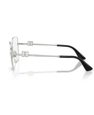 Dolce & Gabbana Square Frame Eyeglasses With Crystal Embellishments - Silver