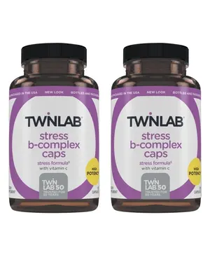 TWINLAB Stress B-complex Caps Complete B-complex & 1000 Mg Vitamin C - Brown
