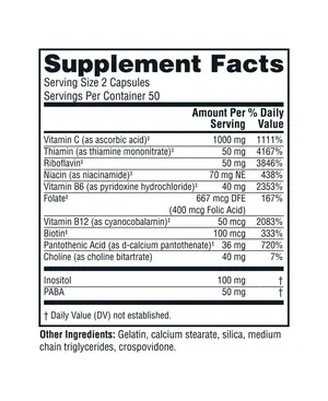 TWINLAB Stress B-complex Caps Complete B-complex & 1000 Mg Vitamin C
