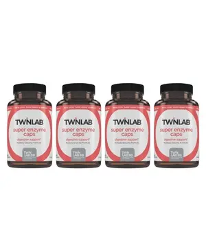 TWINLAB Super Enzyme Caps Constipation Supplement With Digestive Enzymes 50 Capsules - Brown