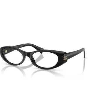 Miu Miu Oval Eyeglasses With Spoiler Design - Black