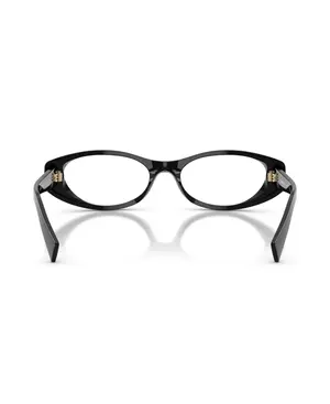 Miu Miu Oval Eyeglasses With Spoiler Design - Black