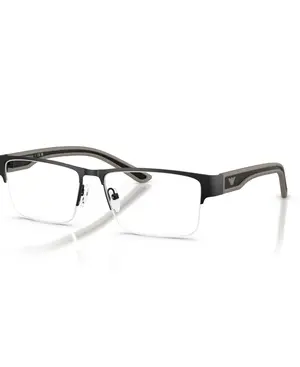 Emporio Armani Rectangle Semi-rim Eyeglasses - Rubberized Matte Black