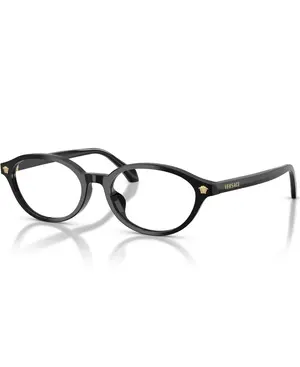 Versace Oval Eyeglasses With Medusa Motif - Black