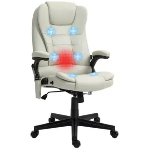 HOMCOM Vinsetto 6 Point Vibrating Massage Office Chair With Lumbar Heat Beige