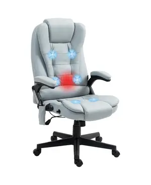 HOMCOM Vinsetto 6 Point Vibrating Massage Office Chair With Lumbar Heat - Light Gray