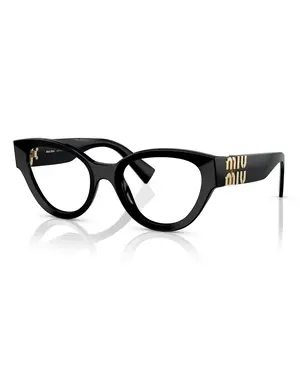 Miu Miu Phantos Shape Eyeglasses In Acetate With Gold Tone Logo Detail - Black