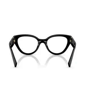 Miu Miu Phantos Shape Eyeglasses In Acetate With Gold Tone Logo Detail - Black