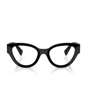 Miu Miu Phantos Shape Eyeglasses In Acetate With Gold Tone Logo Detail - Black