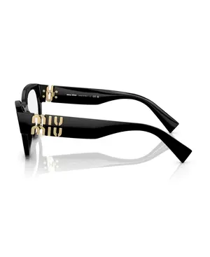 Miu Miu Phantos Shape Eyeglasses In Acetate With Gold Tone Logo Detail - Black