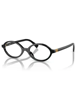 Miu Miu Oval Tortoiseshell Eyeglasses - Black