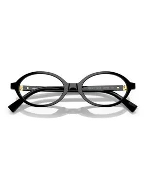 Miu Miu Oval Tortoiseshell Eyeglasses - Black