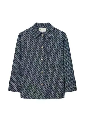 Tory Burch Denim Barn Jacket With T Link Pattern
