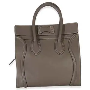Celine Souris Drummed Calfskin Mini Luggage Tote - Gray