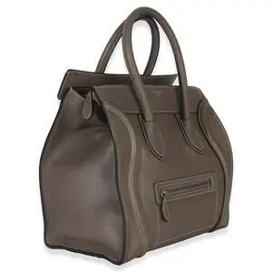 Celine Souris Drummed Calfskin Mini Luggage Tote - Gray