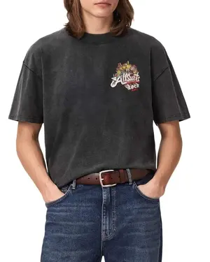 ALLSAINTS International Rock Festival Crewneck T-shirt - Washed Black