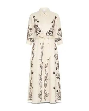 Marella Banda Embroidered Linen Shirt Dress