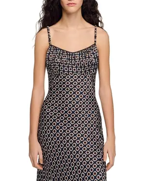 Sandro Dona Floral Slip Maxi Dress - Deep Blue